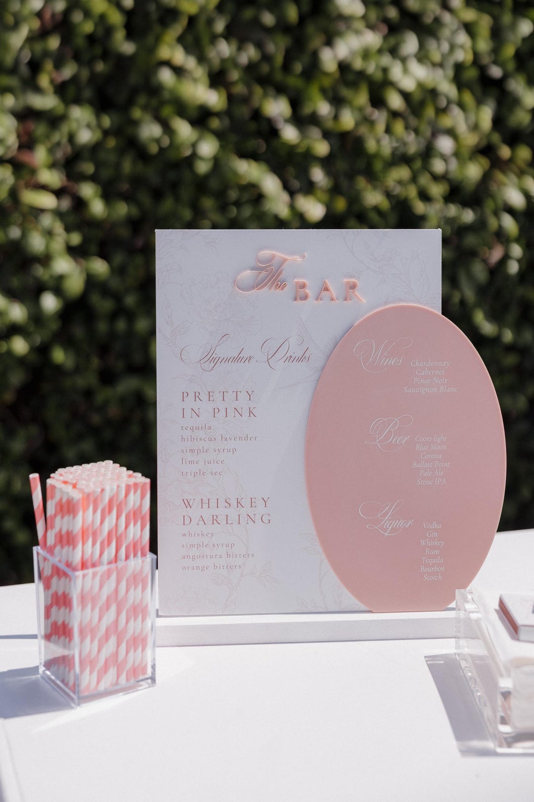Romantic Cocktail Drink Menu | Minimalist Double Acrylic Menu | Wedding ...