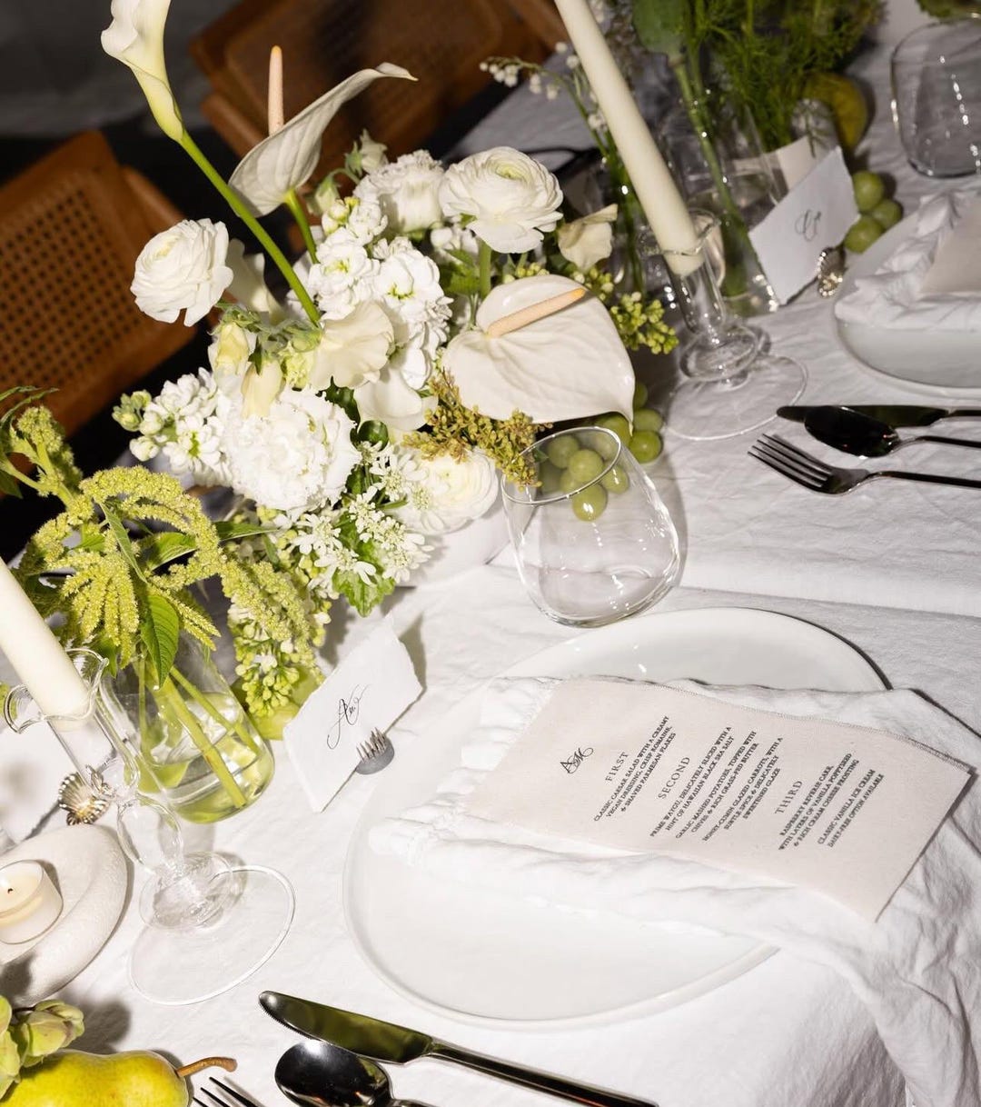 Linen Wedding Dinner Menu, Unique Wedding Dinner Menus, Fabric Dinner ...