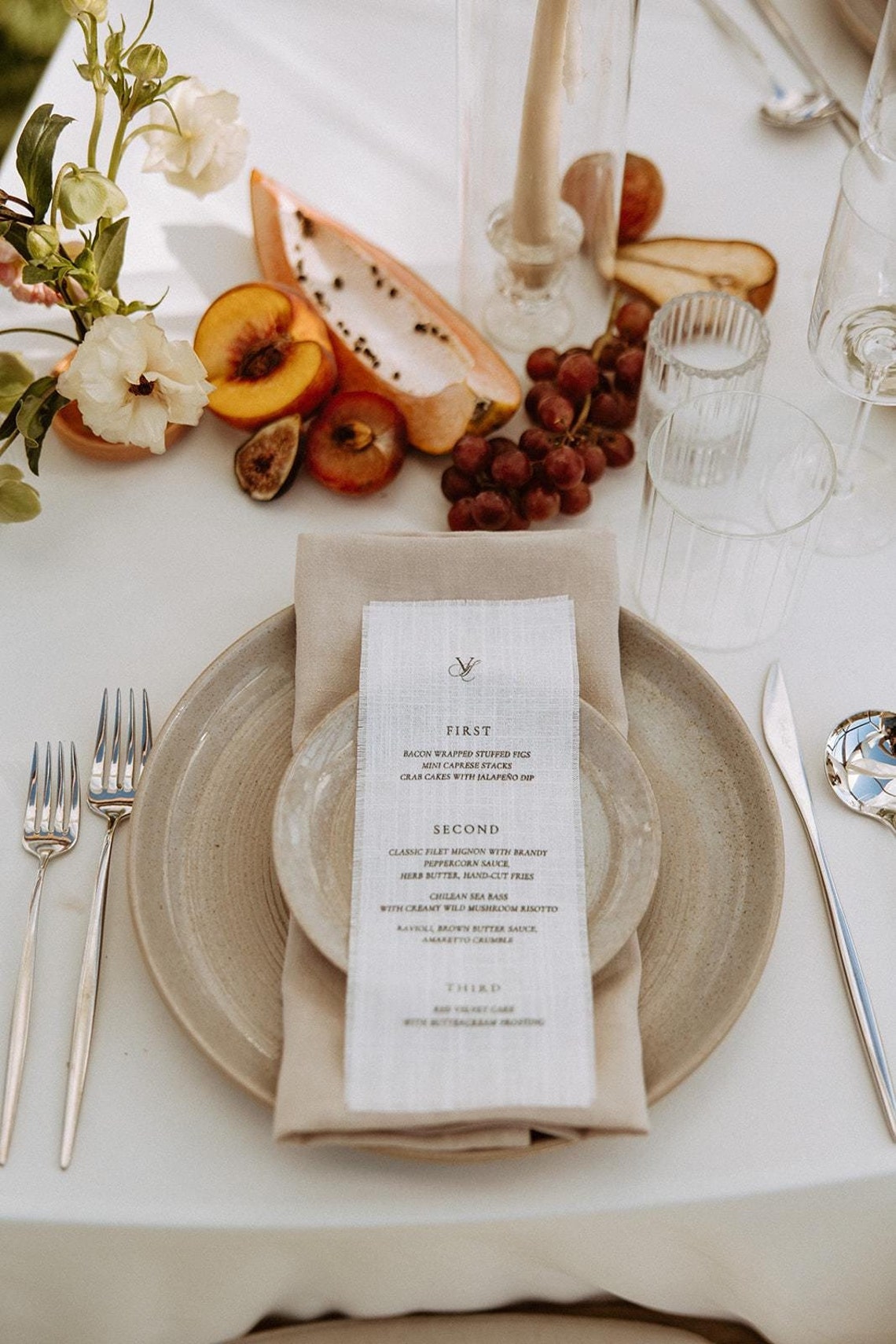 Custom Linen Wedding Menu | Wedding Fabric Menus | Fabric Printed Menus ...