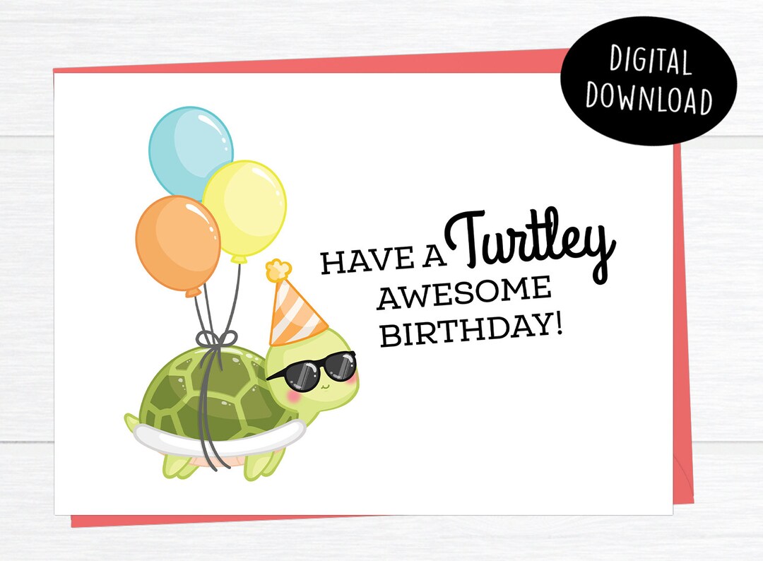 Have A Turtley Awesome Birthday, Funny Birthday Card, Boyfriend Card ...