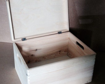 Pine Wooden Storage Chest With Handle Holes & Rounded Corners - Etsy