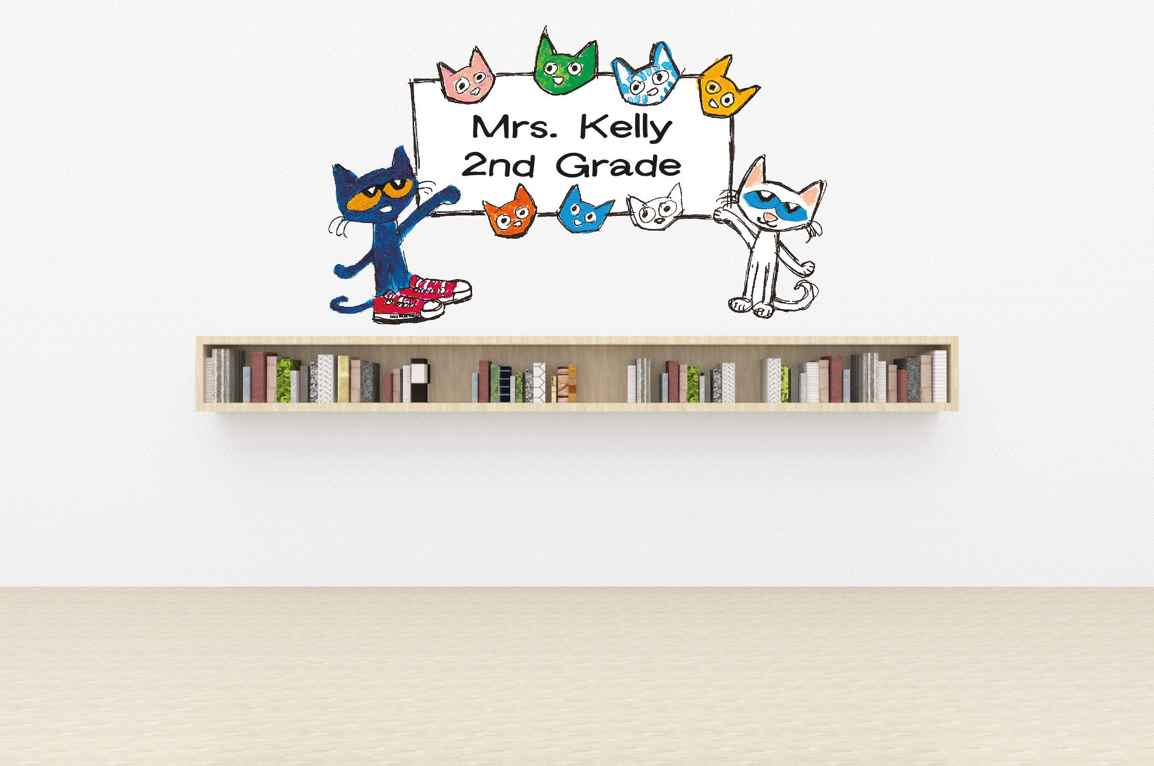 Pete the Cat Personalized Classroom Decal, Custom Teacher Wall Decor ...