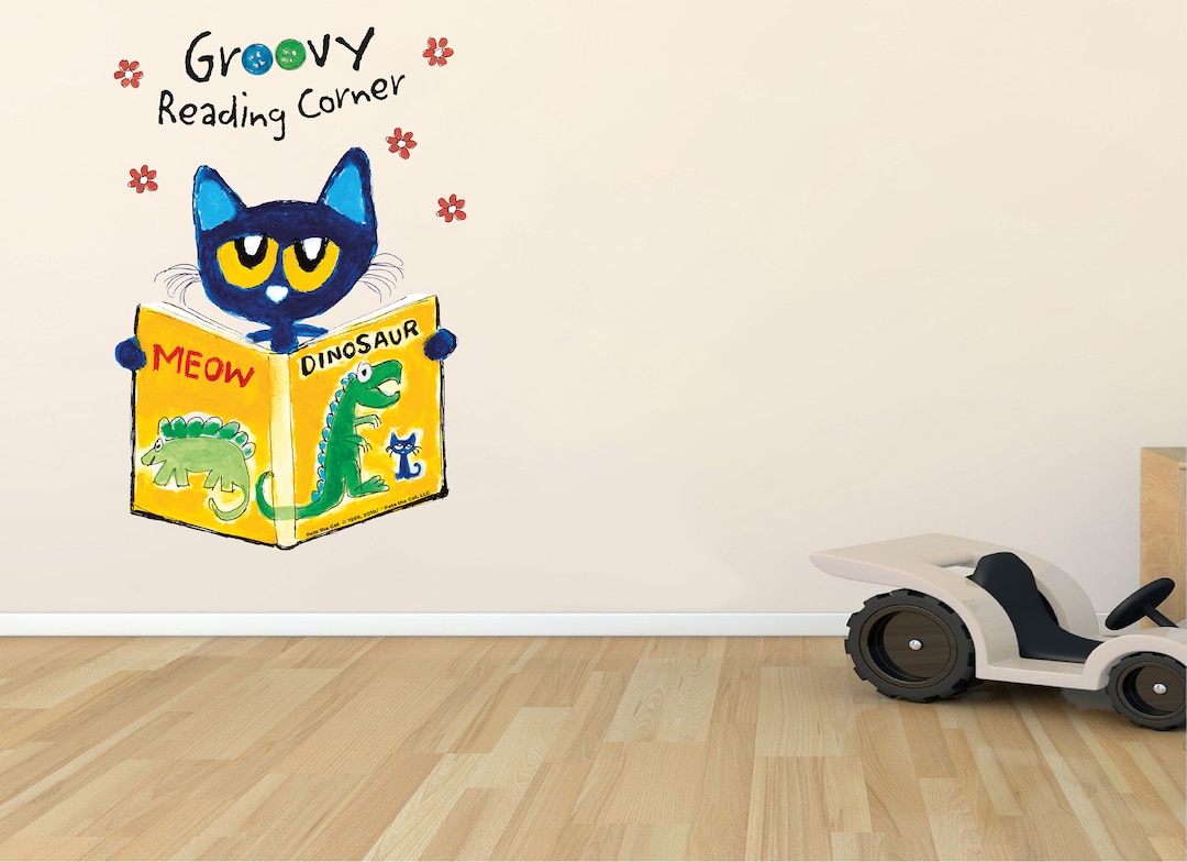 Pete the Cat Reading Corner Decal, Pete Groovy Vinyl Wall Sticker, Pete ...