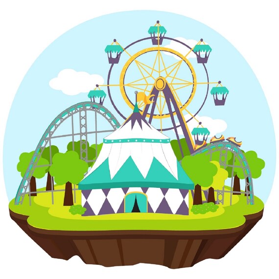 Home Art Amusement Park Carnival Rides Decor Design Wall Decal - Etsy