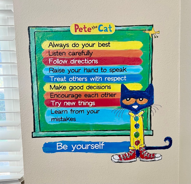 Pete the Cat Classroom Decor - Vinyl Wall Decal for Teachers, Toddlers ...