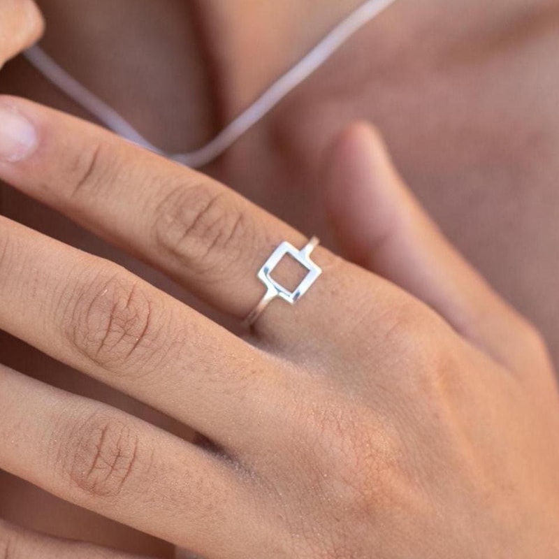 Silver Square Rings - Etsy