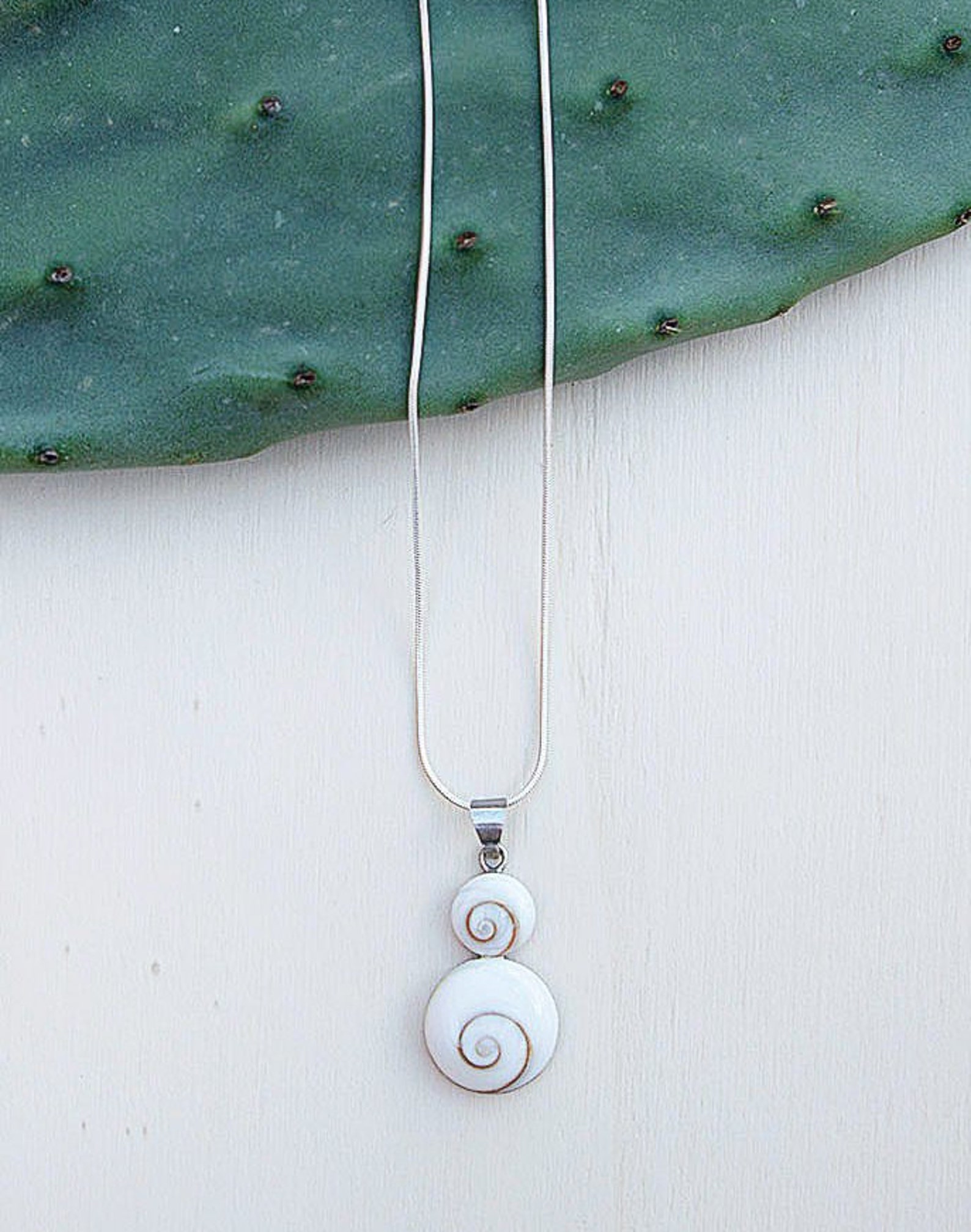 Natural Stone Pendant, Shiva Eye Shell Necklace With Silver Chain ...