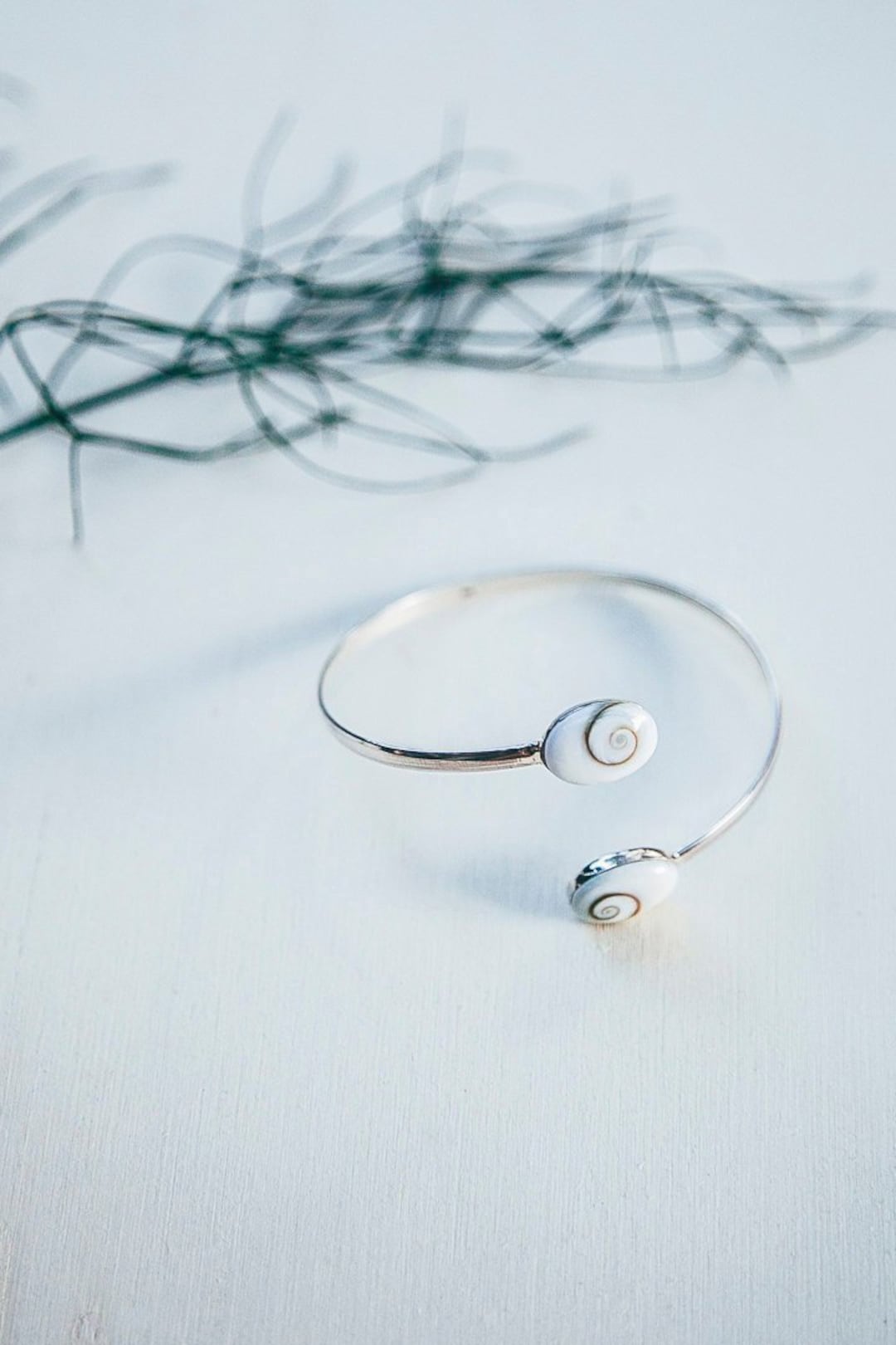 Sterling Silver 925 Shiva Eye Shell Bracelet, Adjustable Cuff, Silver ...