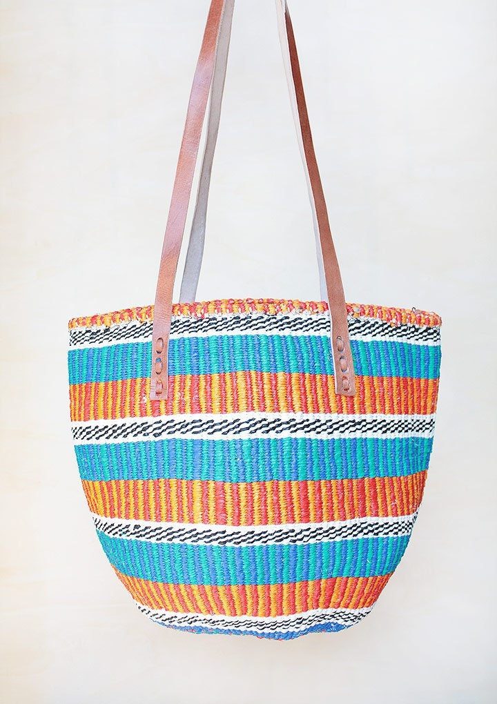 African Basket Straw Bag Sisal Bag Pompon Summer Bag Beach | Etsy