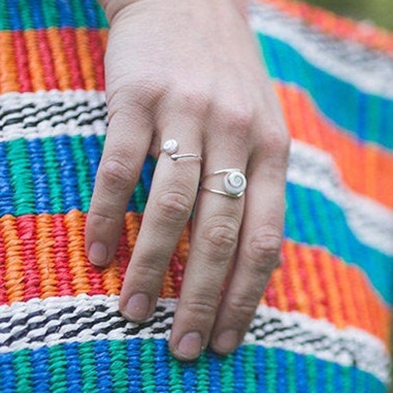 Tiny Stone Ring Shiva Shell Ring Seashell Ring Silver Ring | Etsy
