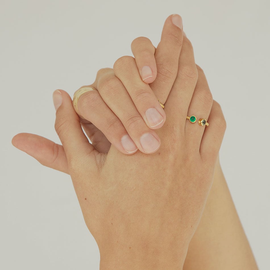 Open Ring 18k Gold Ring Green Onyx Ring Green Amethyst | Etsy