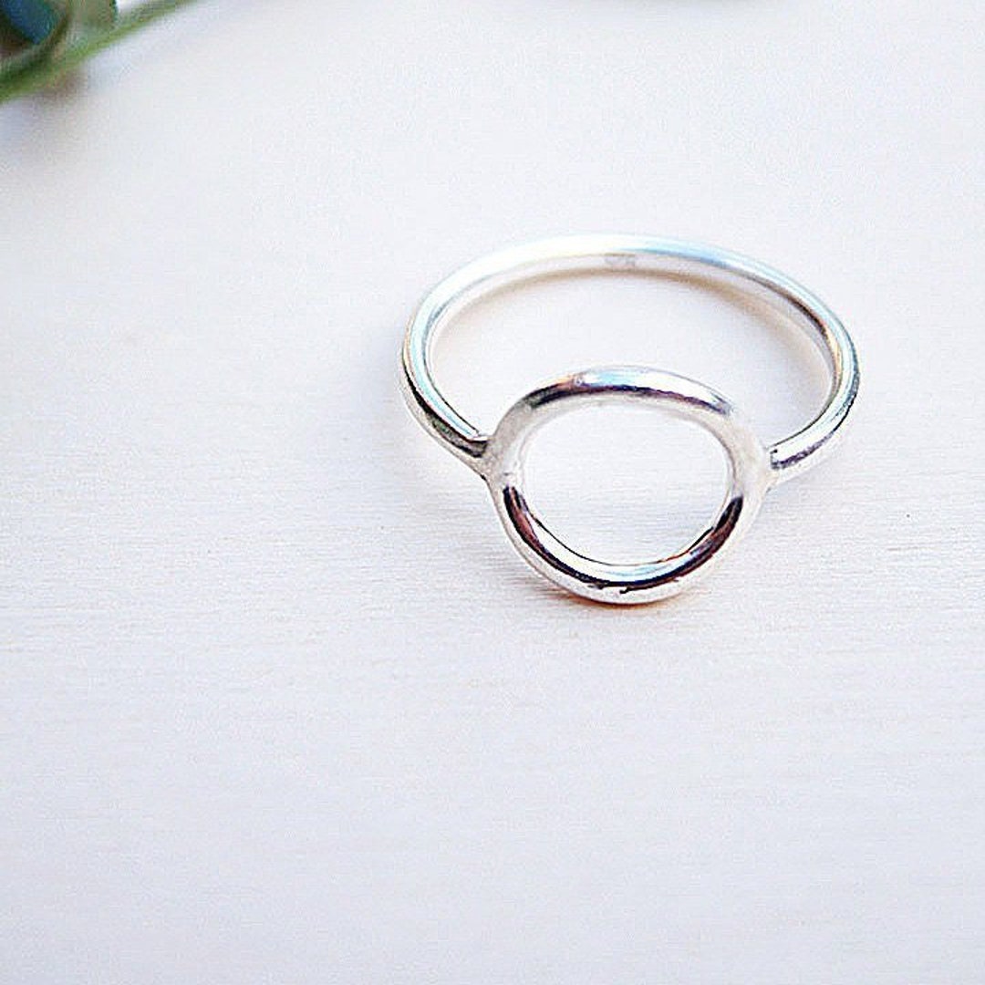 Silver Circle Ring, Sterling Silver Round Ring, Open Circle Ring ...
