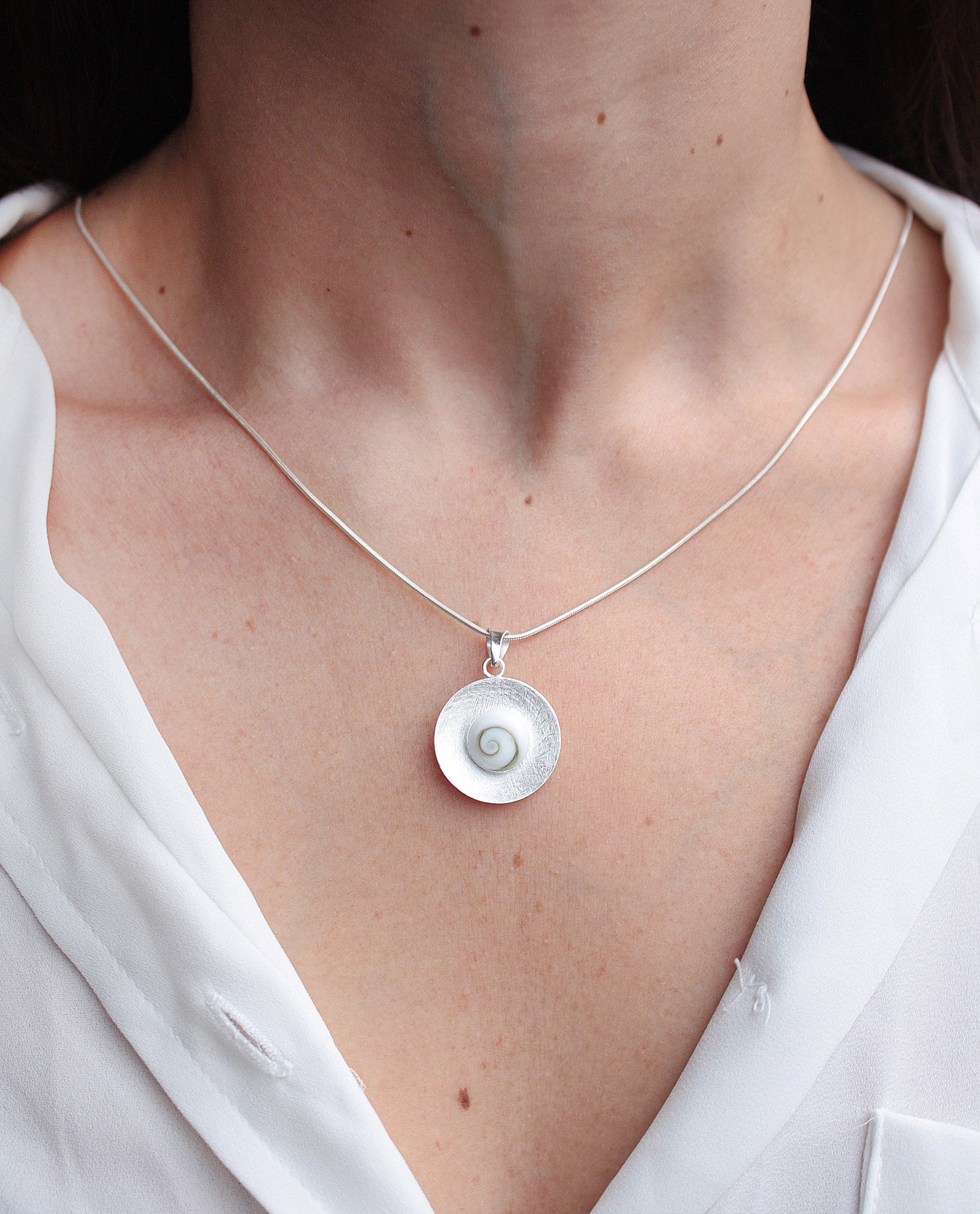 Shiva Pendant, Shell Necklace, Silver Handmade Necklace, Silver ...