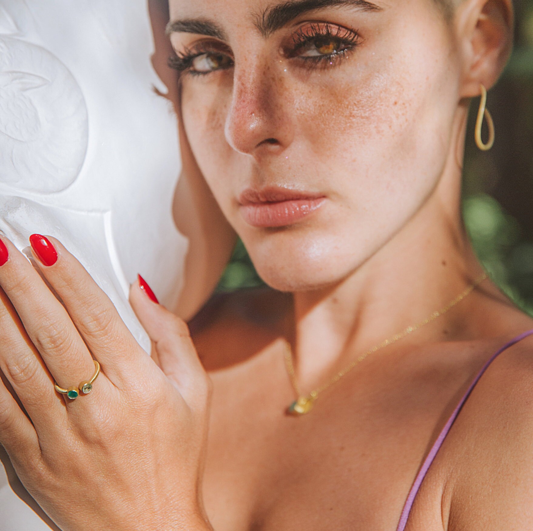 Open Ring 18k Gold Ring Green Onyx Ring Green Amethyst | Etsy