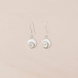 925 Sterling Silver Shiva Shell Dangle Earrings, Good Luck Fossil ...