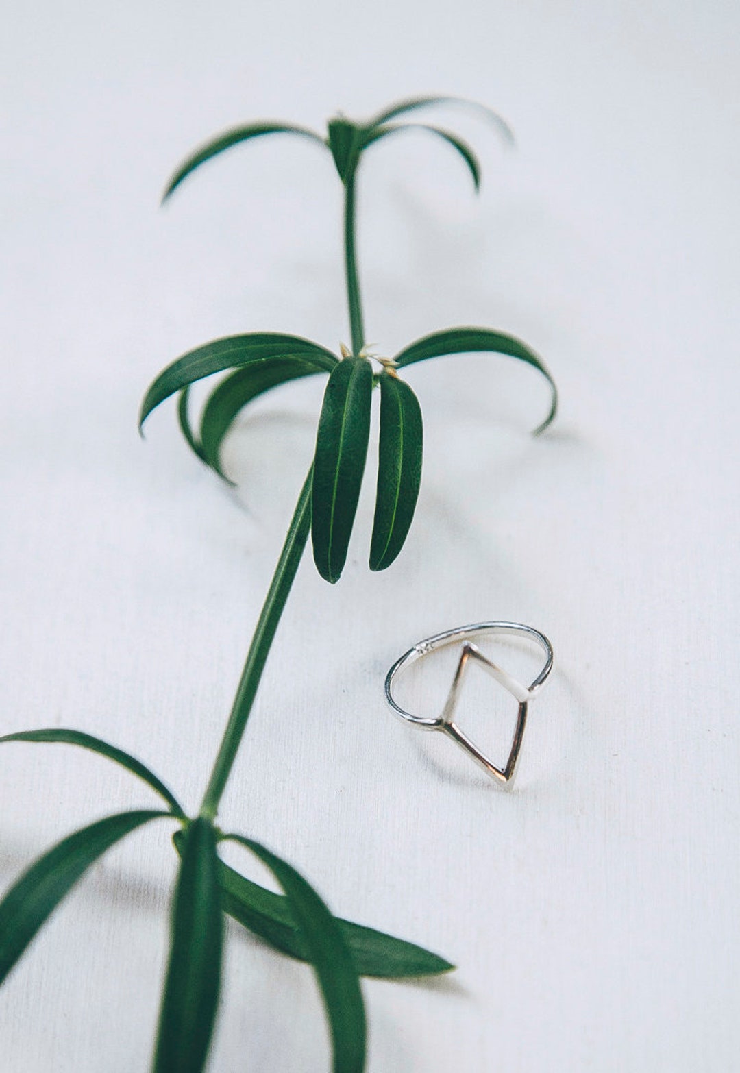 Diamond Shape Silver Ring, Minimalist Silver Ring, Rhomb Silver Ring ...