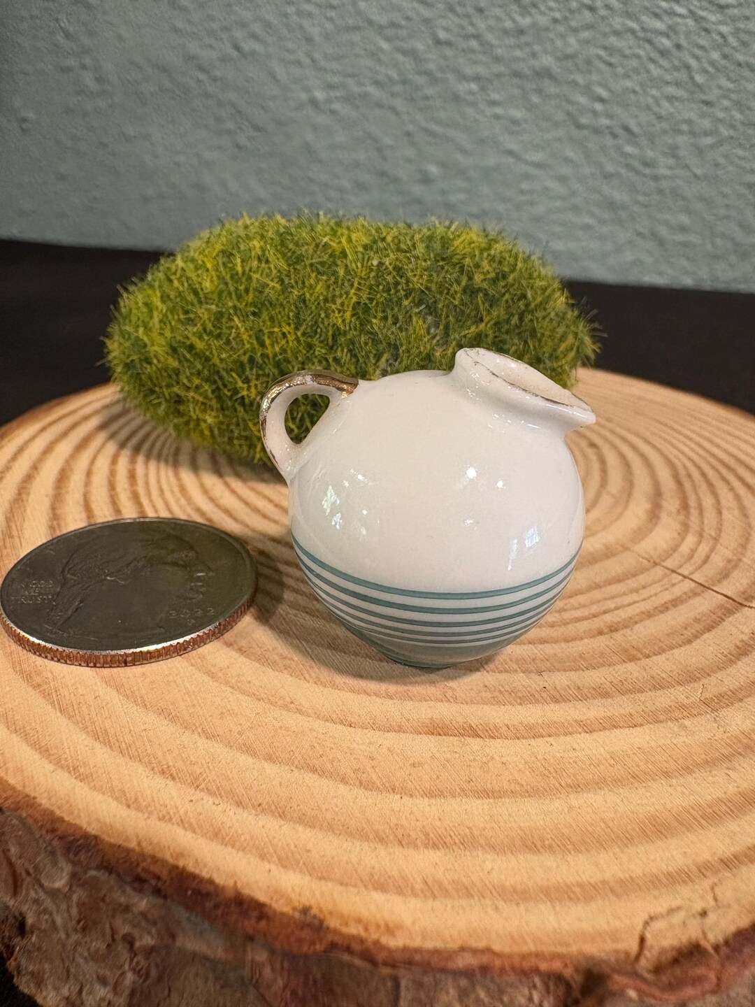 Vintage Porcelain Dollhouse Pitcher, Hand Painted Japanese Miniature ...