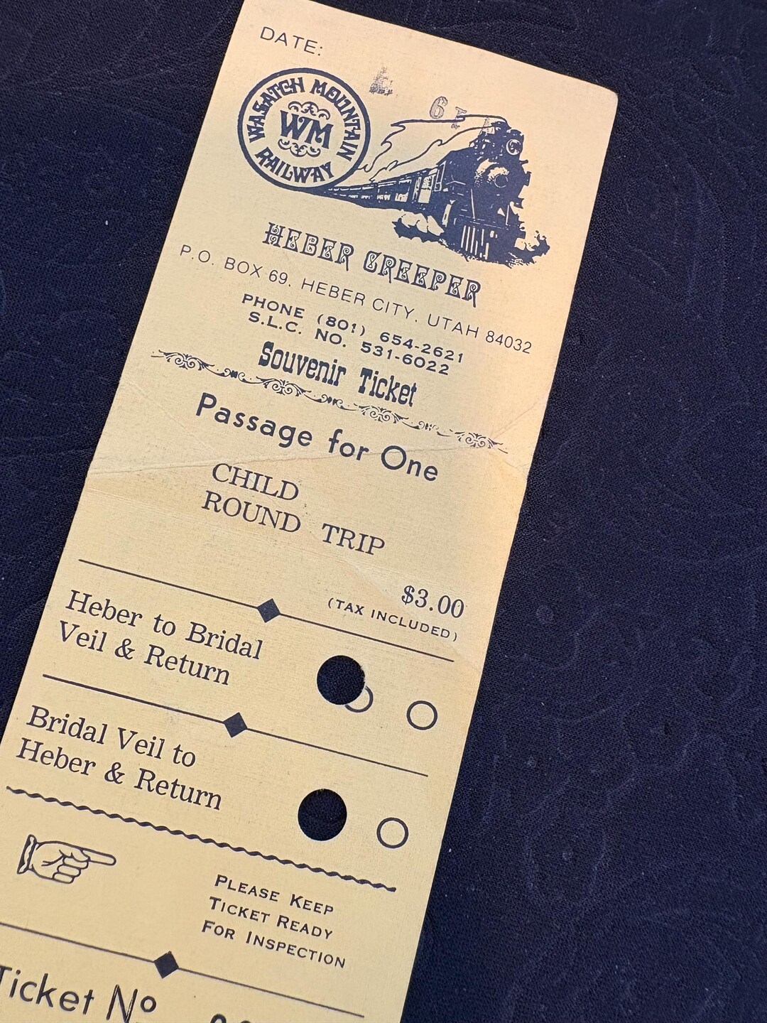 Vintage Heber Creeper Souvenir Ticket: Child's Round Trip - Etsy