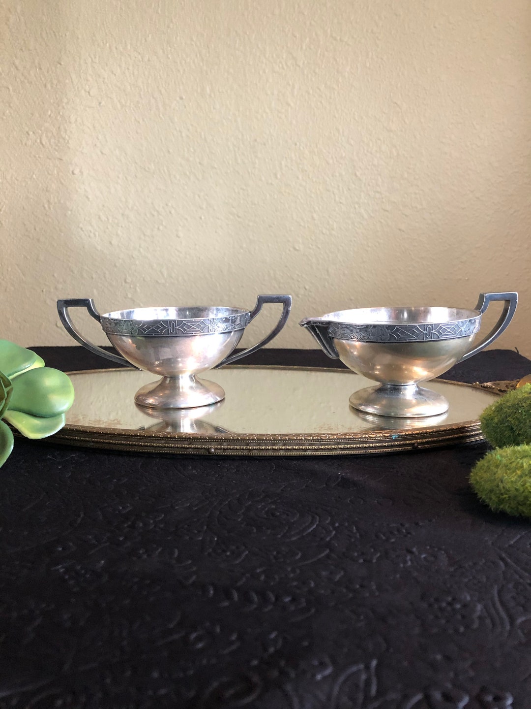 Vintage Benedict Period Plate Chinese Chippendale Creamer and Sugar ...