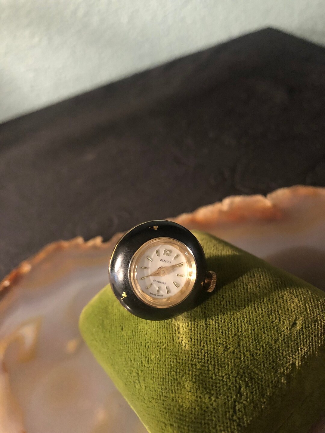 Vintage 17 Jewels Swiss Made Clock Watch Ball Pendant, Black With Gold ...