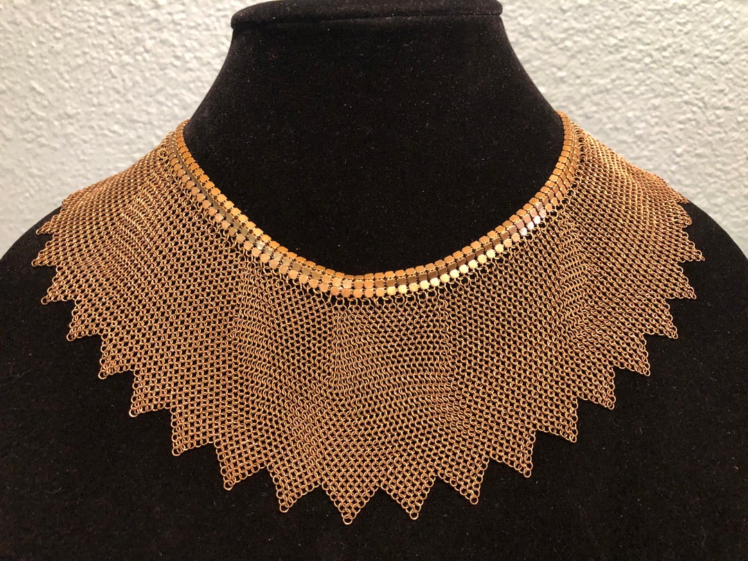Vintage Mesh Egyptian Revival Style Necklace, Antique Mesh Statement ...