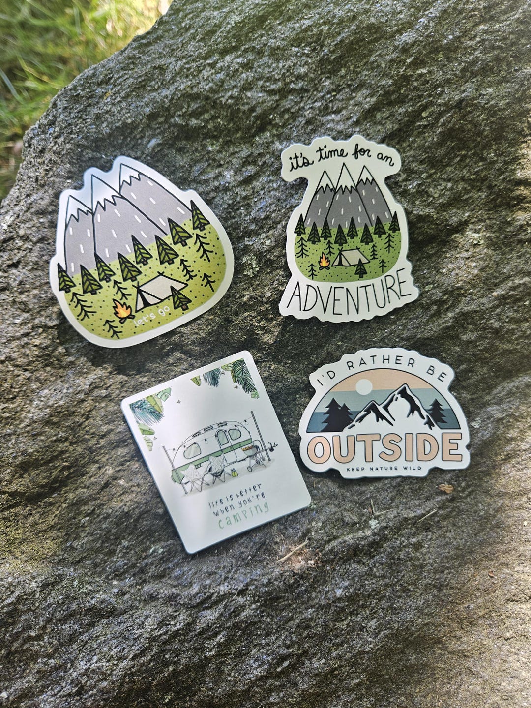 Camping Sticker Pack – Waterproof Outdoor Adventure Stickers for Water ...