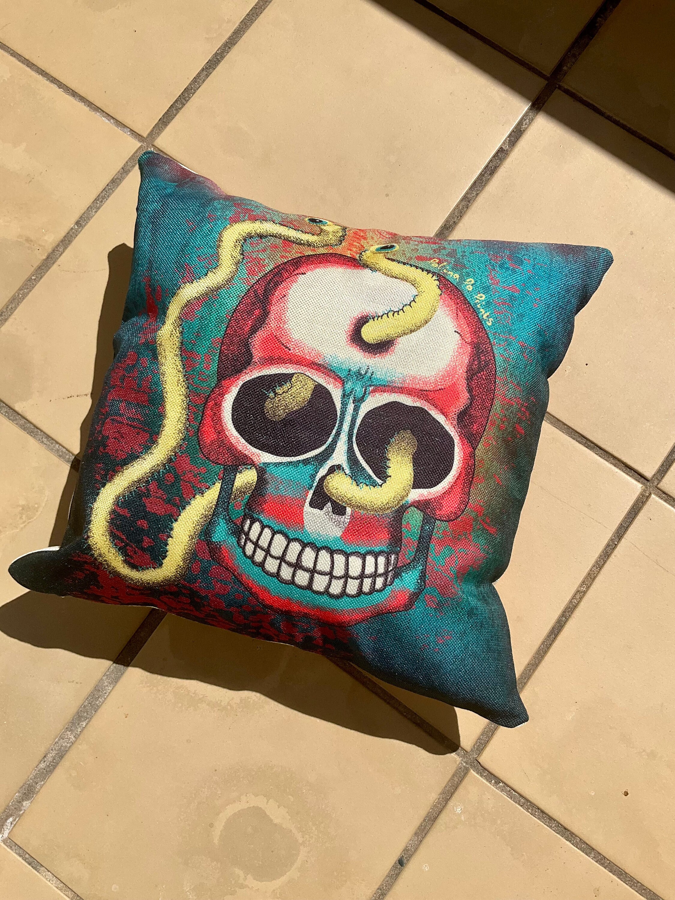 Day of the Dead Art. Skull Pillow Covers. Halloween Decor. Goth Pillow ...