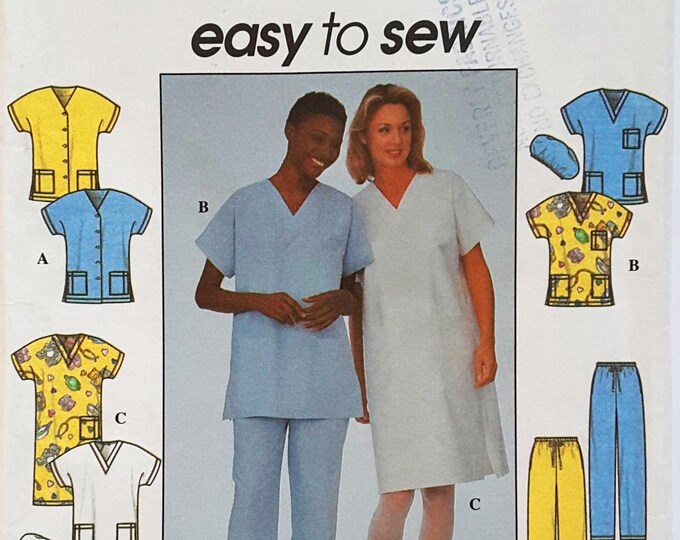 Simplicity 8336, Scrubs, Pants, Tops, Dress, Hat, Sewing Pattern, Size ...