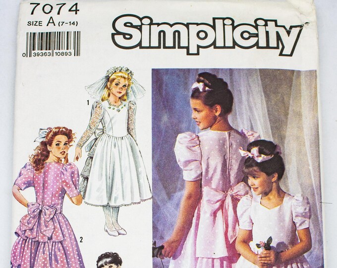 Simplicity, 7074, 90s, Children's, And, Girls', Dress, Wedding, Sunday ...