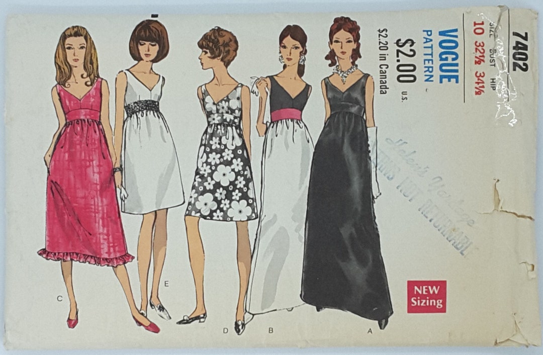 Vogue 7402 60s Misses' Evening Dress in Three - Etsy
