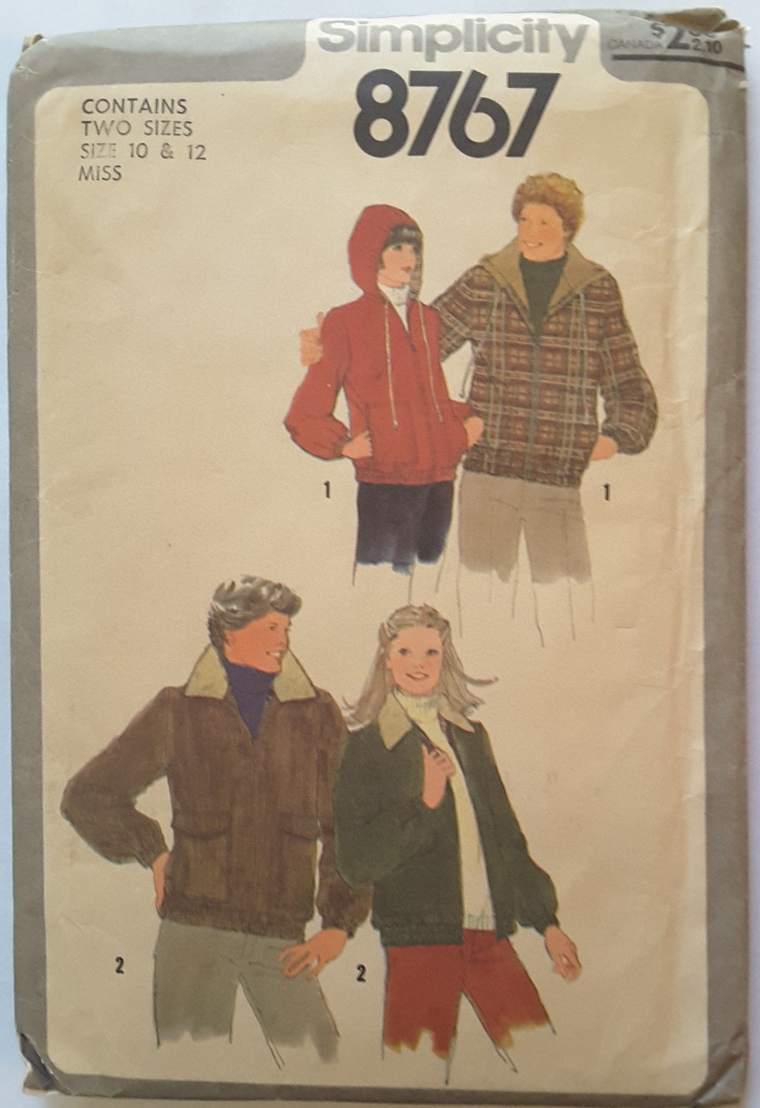 Simplicity, 8767, 70s Misses, and Mens' Lined, Jackets, Size, 10, 12 ...