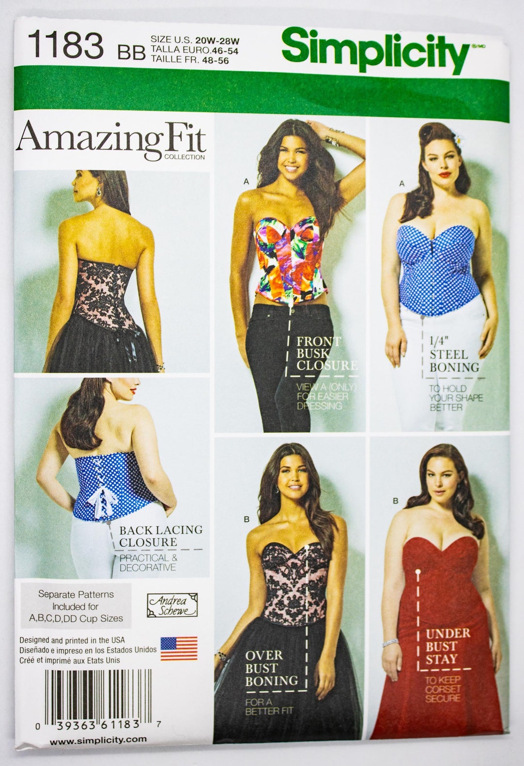 Simplicity, 1183, Corset, Sewing Pattern, Size, 20W, 22W, 24W, 26W, 28W ...