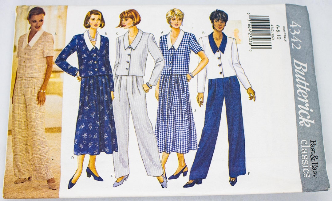 Butterick, 4342, Vintage, 90s, 1990s, Misses', Top, Skirt, Pants, Size ...