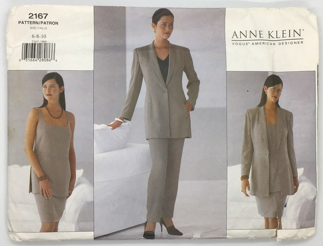 Vogue, 2167, Vintage, 90s, 1990s, Designer Anne Klein, Misses, Jacket ...