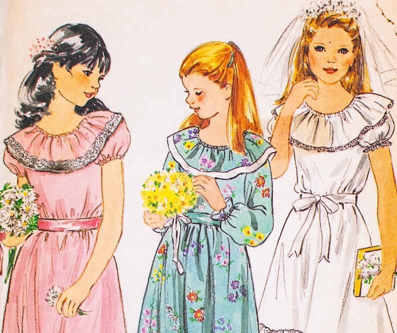 Butterick, 3118, 80s, Girls, First Communion, Flower Girl, Special ...