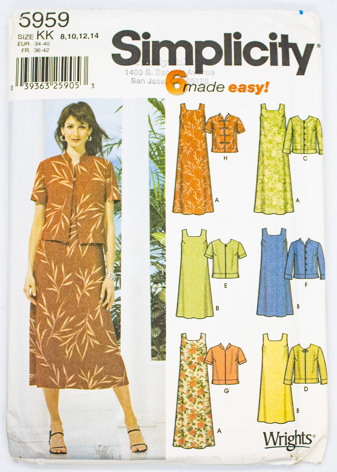 Simplicity, 5959, Misses', Pullover Dress, in 2 Lengths And, Jacket ...