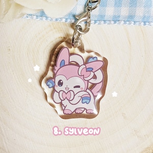 Eeveelution 1'' Mini Epoxy Clear Acrylic Charm Eeve Espeon Vaporeon ...