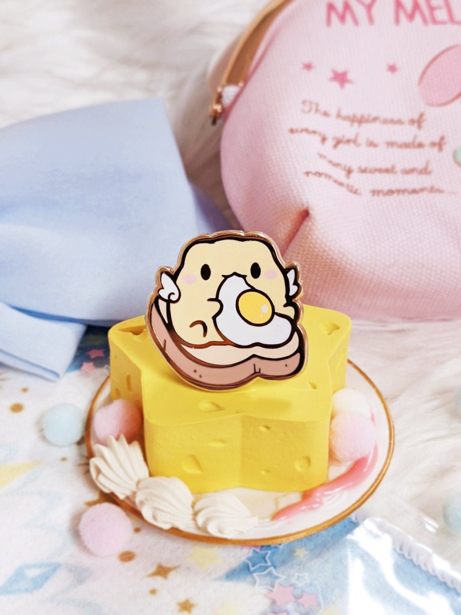 Cute Original Pastel Yellow Egg Toast Breakfast Angel Frog - Etsy