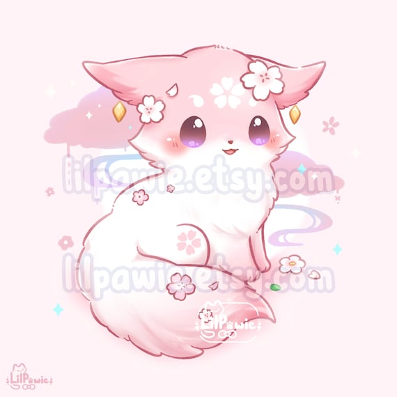 Genshin Impact Cherry Blossom Sakura Yae Miko Pastel Pink Fox - Etsy