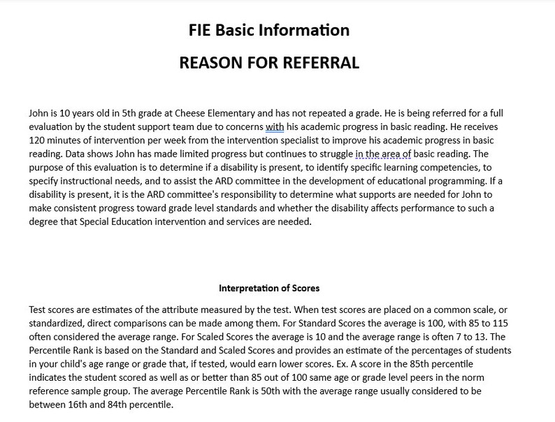 Educational Diagnostician Digital FIE Writing Template ** UPDATED - Etsy