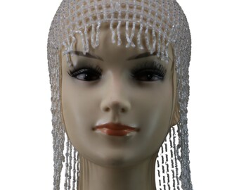 Gatsby Headpiece, 1920s Headpiece, Silver Bead and Sequin Juliet Cap ...