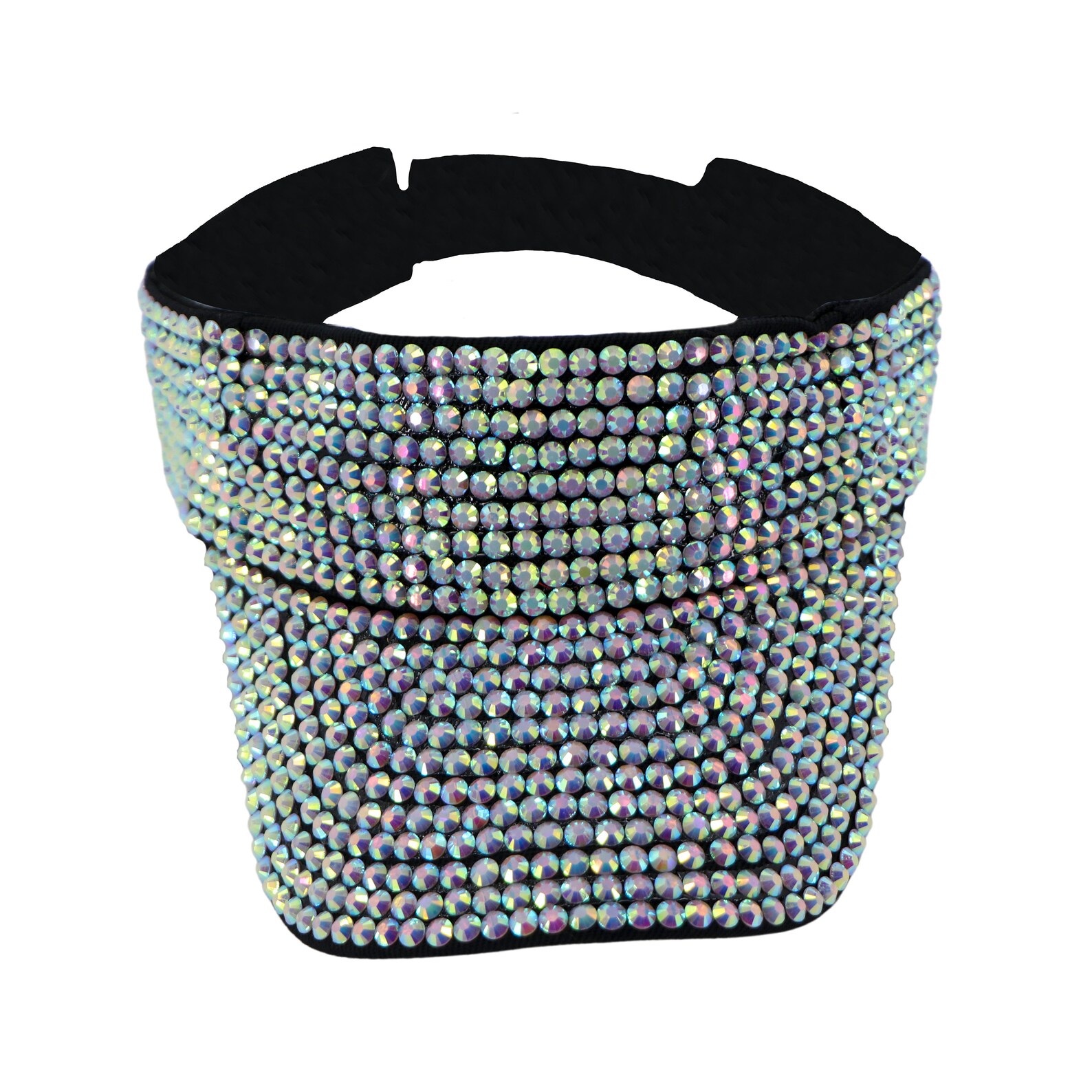 Black Visor With Iridescent Rhinestones - Etsy