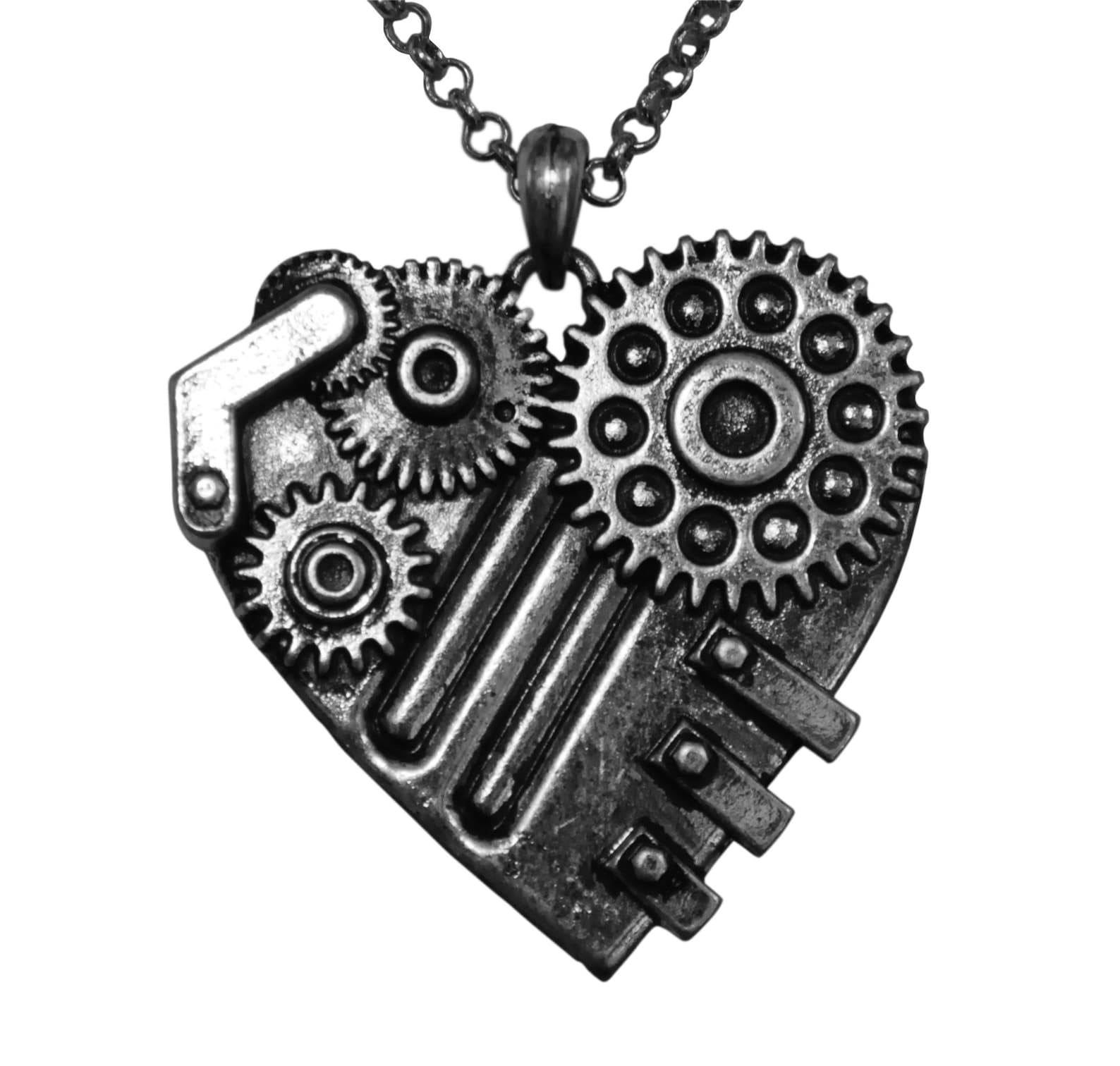 Mechanical Gear Heart Pendant Necklace - Etsy