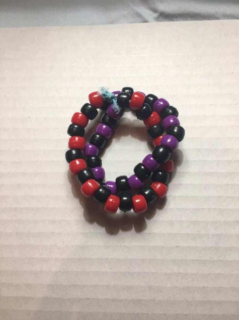Red, Black, and Purple Double Wrap Kandi Bracelet - Etsy
