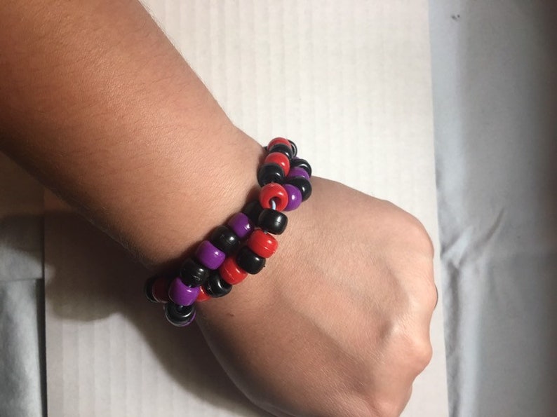 Red, Black, and Purple Double Wrap Kandi Bracelet - Etsy