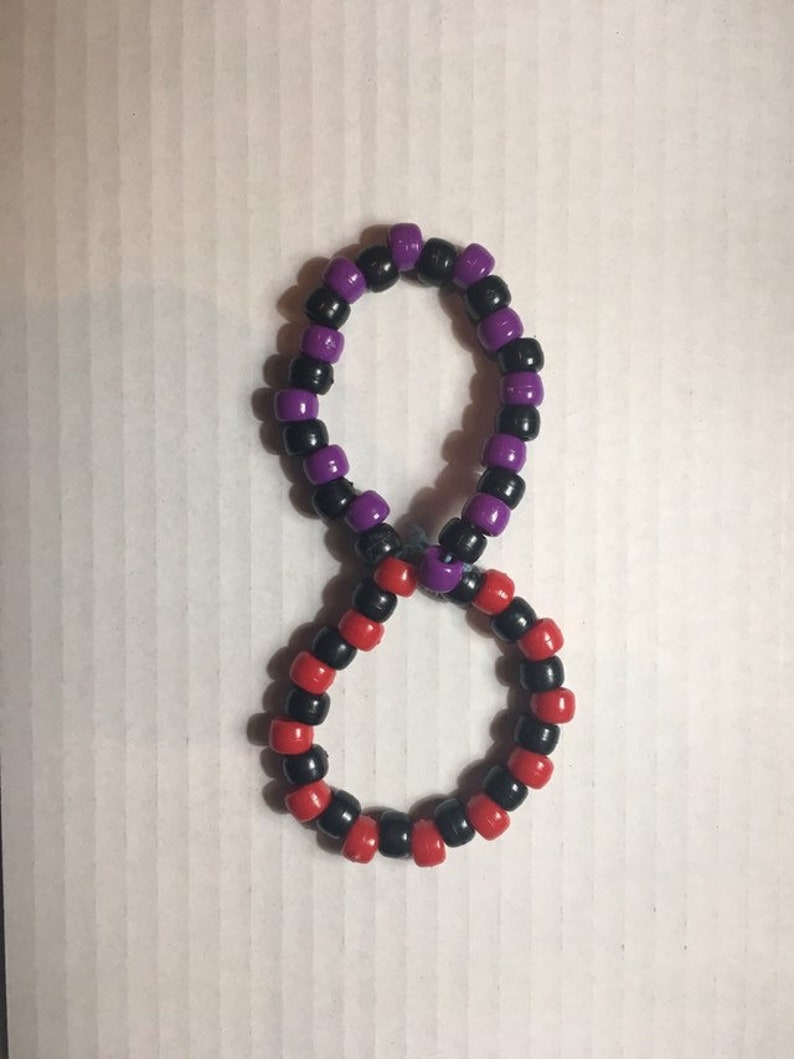 Red, Black, and Purple Double Wrap Kandi Bracelet - Etsy