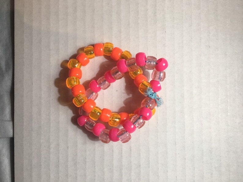 Pink and Orange Double Wrap Kandi Bracelet - Etsy