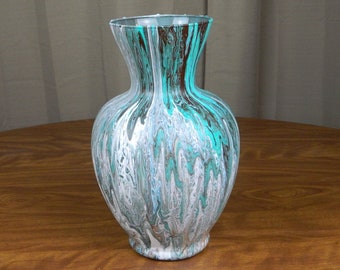 Teal glass vase | Etsy