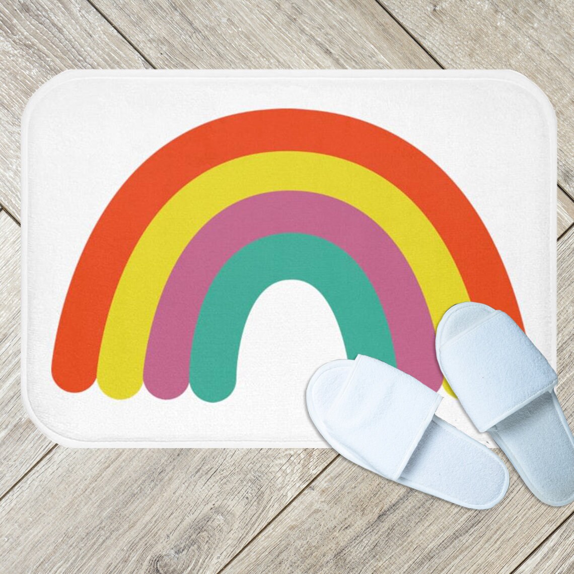 Rainbow Bath Mat Cute Kids Bathroom Decor Girl's Shower Decor Bath Mat ...