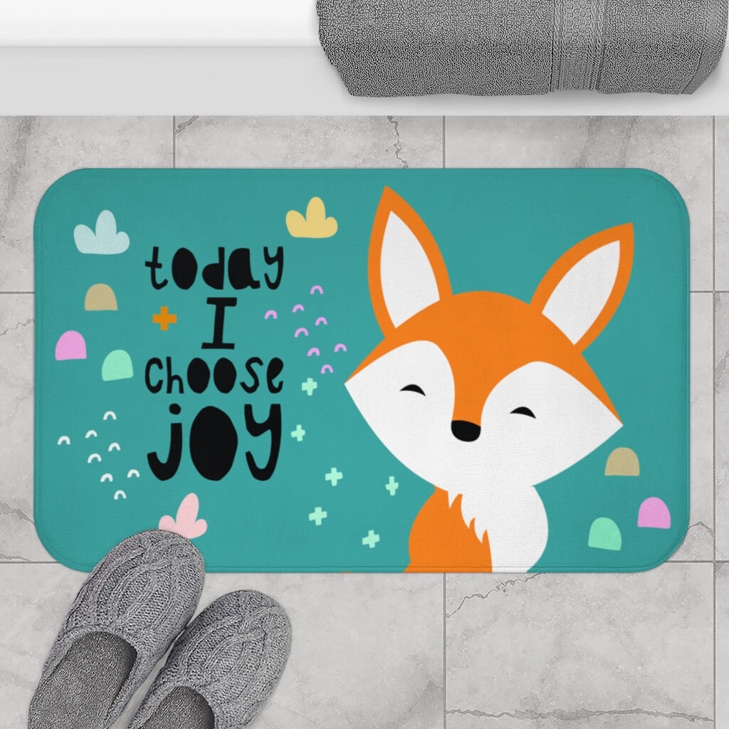 Sweet Fox Bath Mat. Happy Kids Bath Rug. Green Bath Mat - Etsy